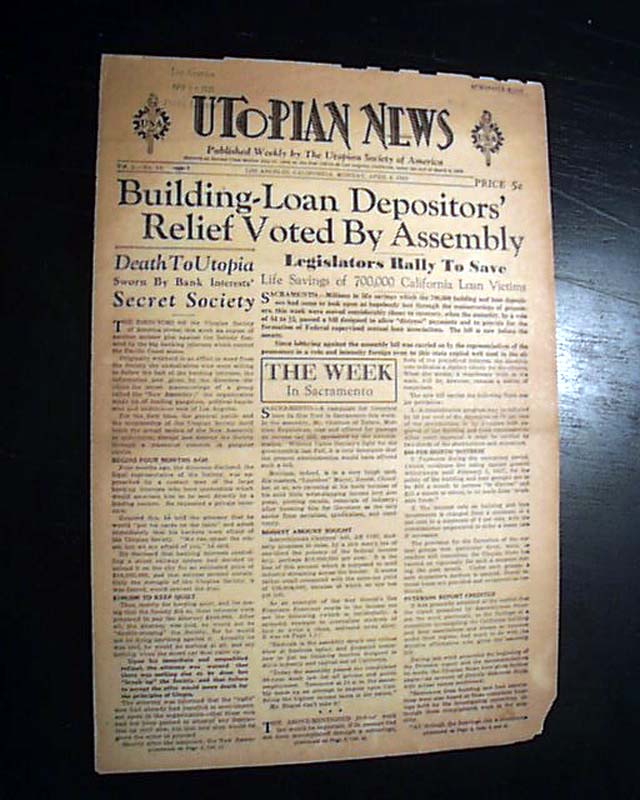 "Utopian" newspaper from the depths of the Depression ...