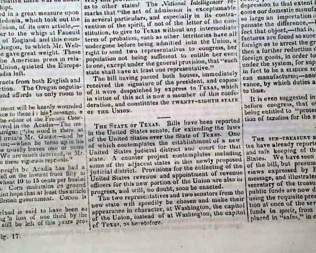 Texas joins the Union... - RareNewspapers.com