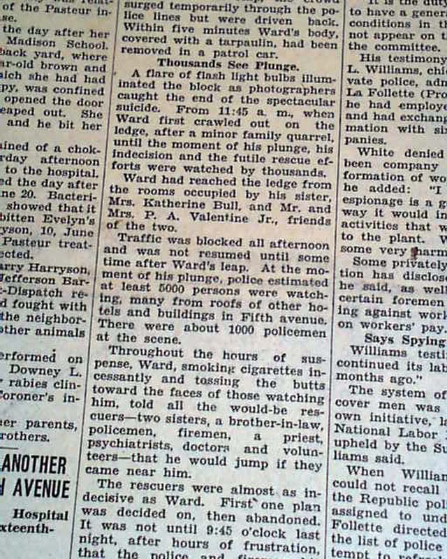 1938 John William Warde suicide jump w/ photos... - RareNewspapers.com