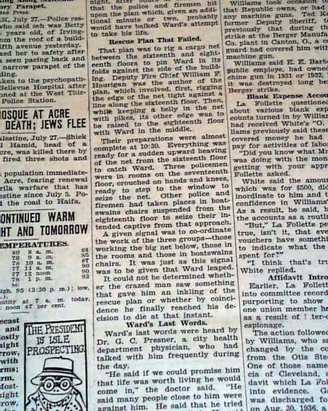 1938 John William Warde suicide jump w/ photos... - RareNewspapers.com