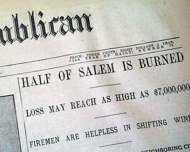 The Salem, Massachusetts fire... Map of the burned area ...