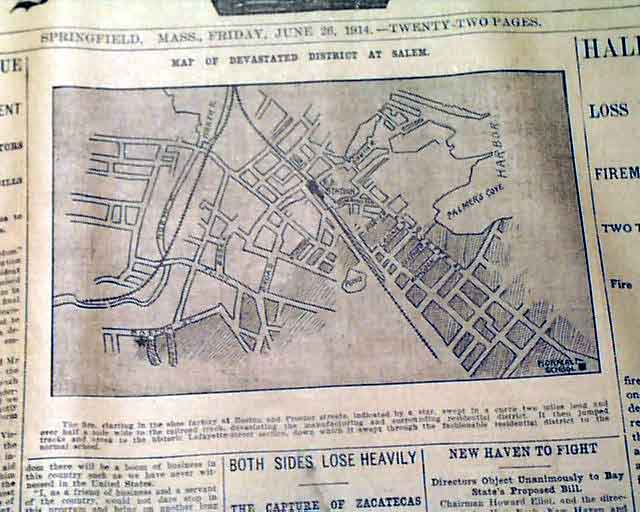 The Salem, Massachusetts fire... Map of the burned area ...