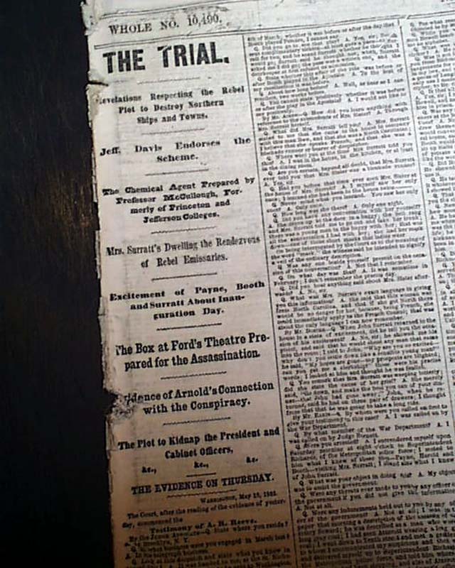 Trial of Lincoln's conspirators.... - RareNewspapers.com
