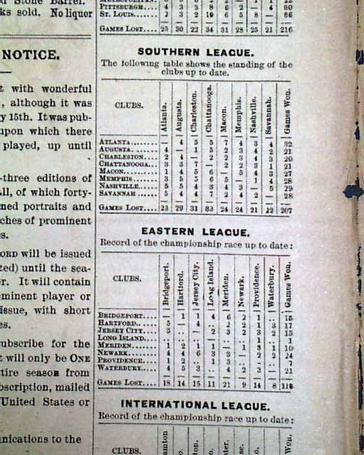 Very rare baseball newspaper from 1886... - RareNewspapers.com