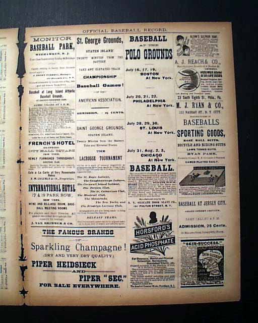 Very rare baseball newspaper from 1886... - RareNewspapers.com