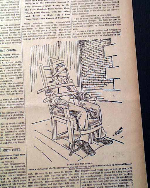 Graphic issue of first use of electric chair at Sing Sing ...
