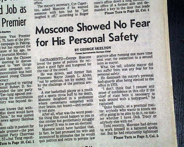 Assassination of Mayor Moscone and Harvey Milk... - RareNewspapers.com