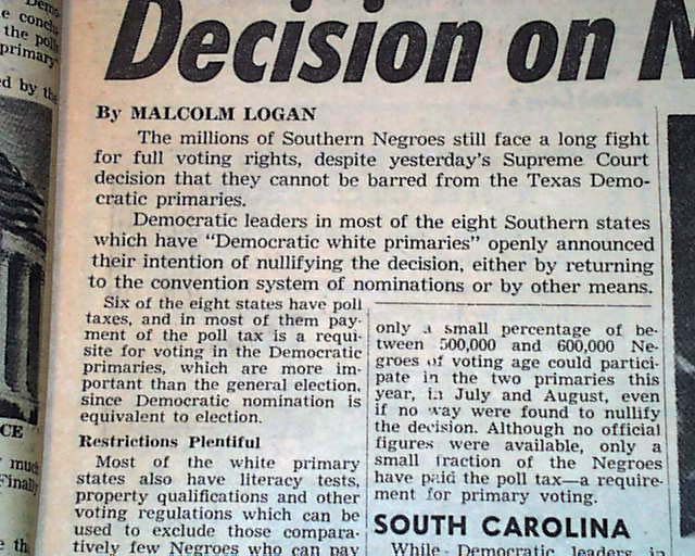 Smith v. Allwright decision... Texas Negroes.... - RareNewspapers.com