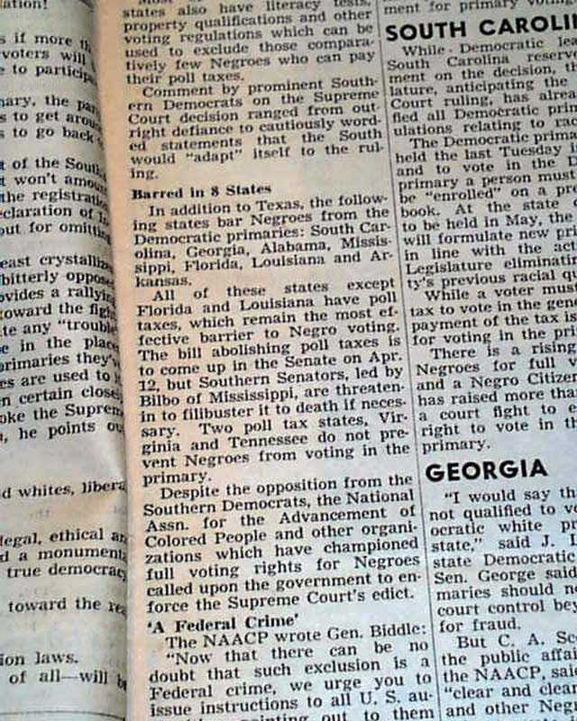 Smith v. Allwright decision... Texas Negroes.... - RareNewspapers.com