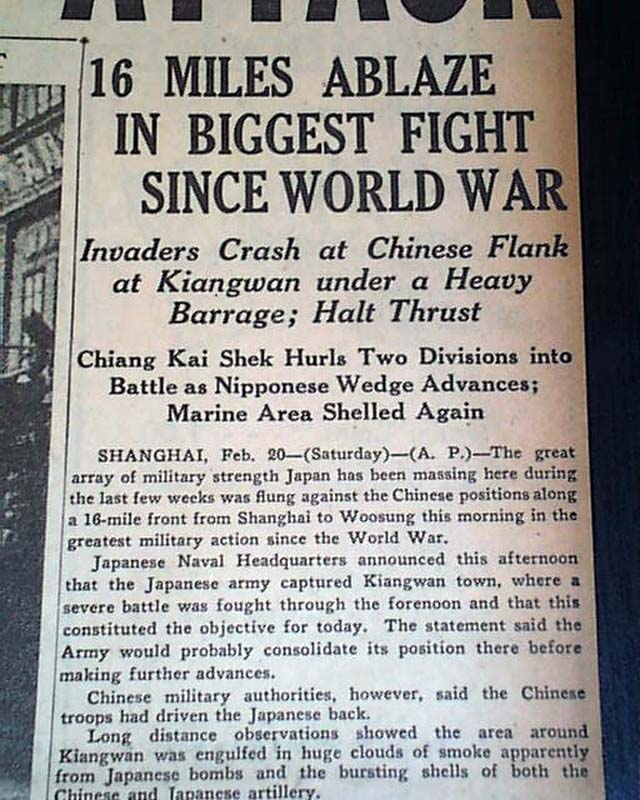 Shanghai Incident China of 1932.... - RareNewspapers.com