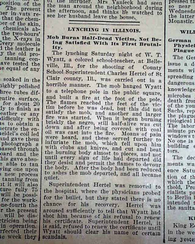 1903 Belleville IL Negro lynching.... - RareNewspapers.com