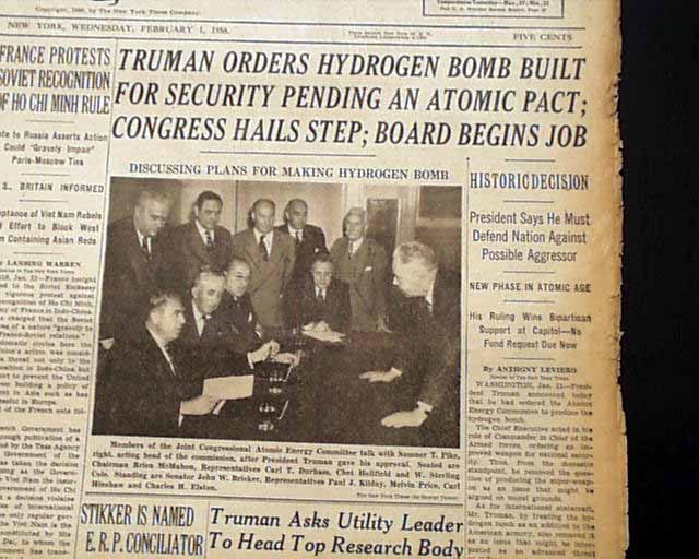 Truman orders creation of the hydrogen bomb... - RareNewspapers.com