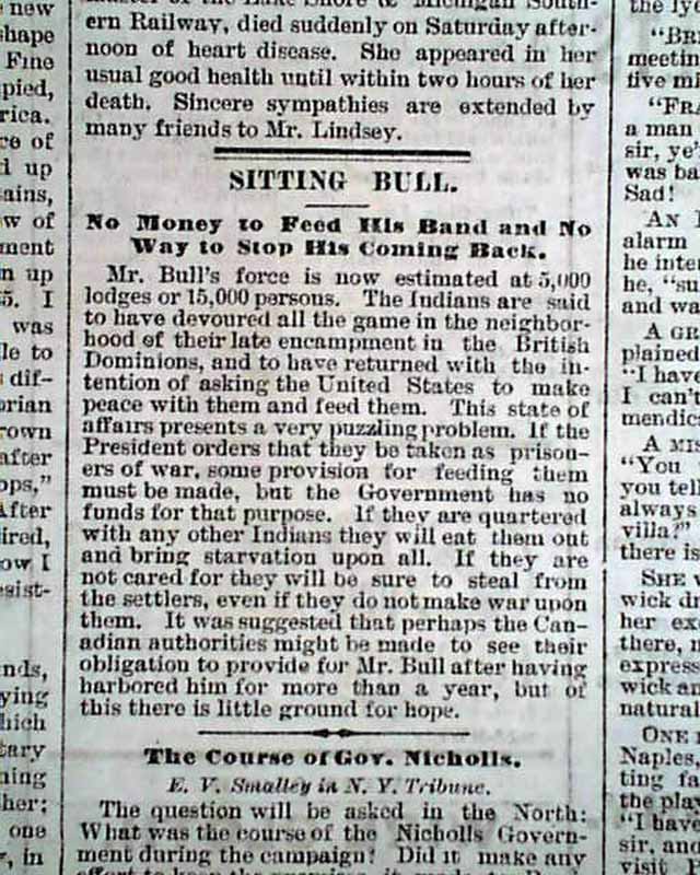 Cheif Sitting Bull suffering...... - RareNewspapers.com