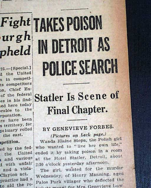 1924 Wanda Stopa suicide death.... Polish murderer... - RareNewspapers.com