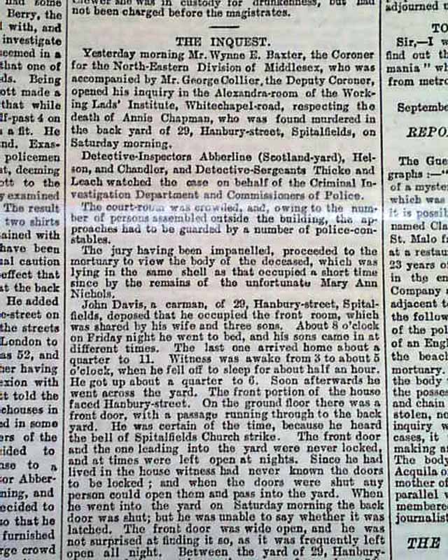 Jack the Ripper, in a London newspaper... - RareNewspapers.com