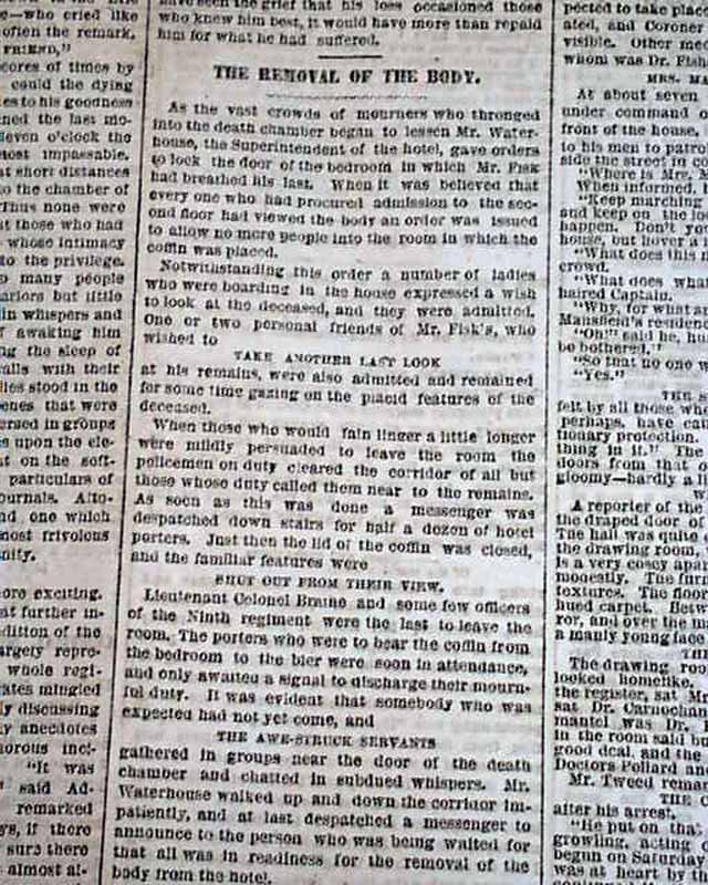James Fisk Jr. assassination death... - RareNewspapers.com