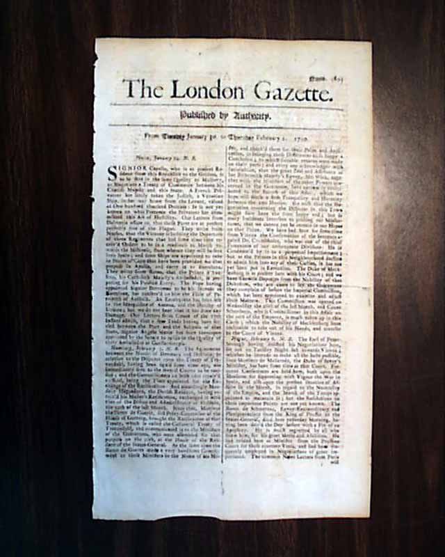 1710 Before REVOLUTIONARY WAR Newspaper 296 Years Old ...