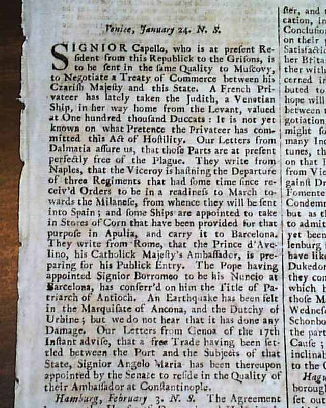 1710 Before REVOLUTIONARY WAR Newspaper 296 Years Old ...