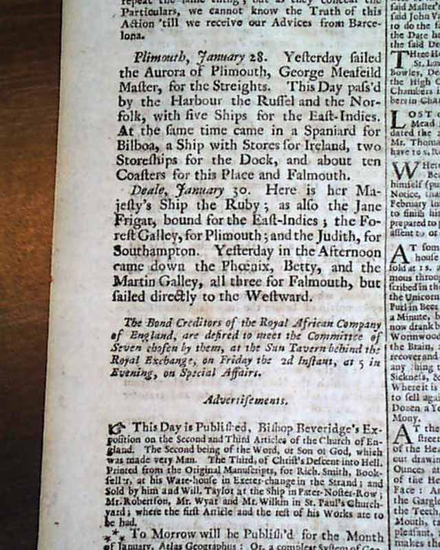 1710 Before REVOLUTIONARY WAR Newspaper 296 Years Old ...