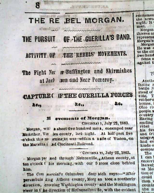Early Baseball Front page report during the Civil War... war report ...