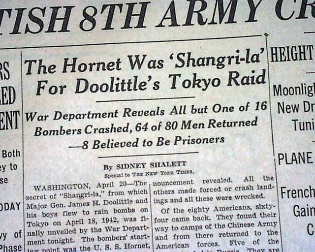 James Doolittle Tokyo Raid.... - RareNewspapers.com