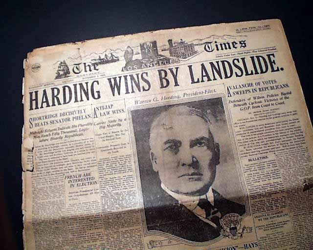 Harding wins the Presidential election... - RareNewspapers.com
