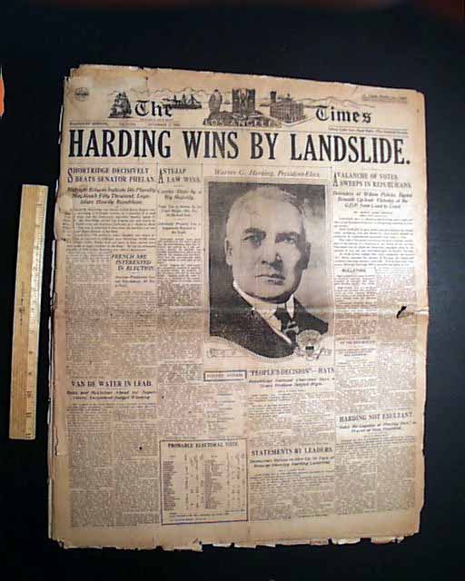 Harding wins the Presidential election... - RareNewspapers.com