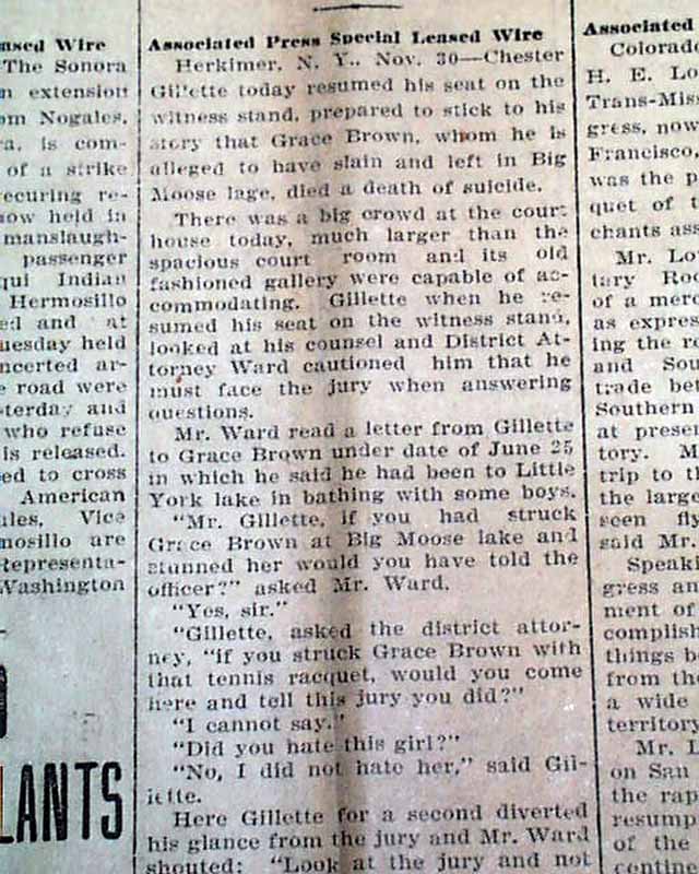 1906 Chester Gillette's murder trial... - RareNewspapers.com
