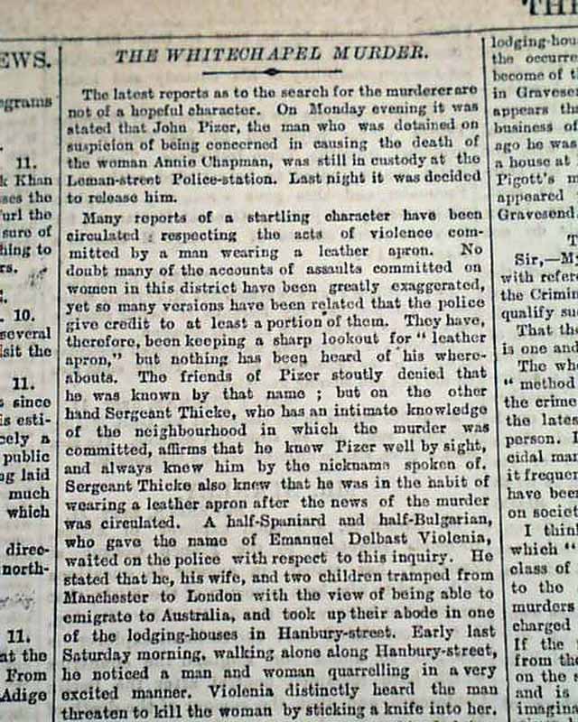 On Jack the Ripper, in a London newspaper... - RareNewspapers.com