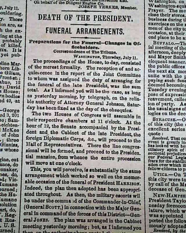 Death & funeral of Zachary Taylor... - RareNewspapers.com