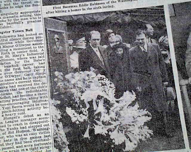 Babe Ruth memorial monument dedication... - RareNewspapers.com