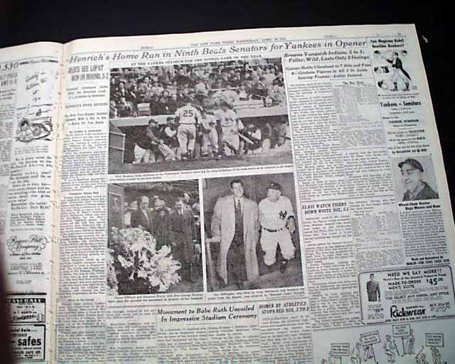 Babe Ruth memorial monument dedication... - RareNewspapers.com