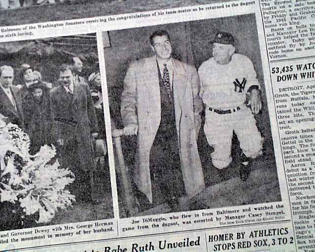 Babe Ruth memorial monument dedication... - RareNewspapers.com
