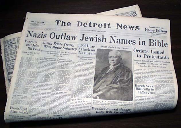 Nazis Outlaw Jewish Names In Bible In 1938... - RareNewspapers.com