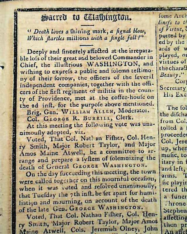 Death of President George Washington... - RareNewspapers.com