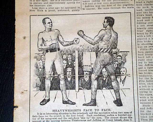 Jeffries wins the heavyweight title... Front page illustration ...