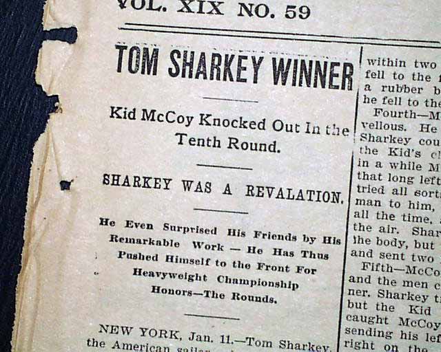 Tom Sharkey vs. Kid McCoy... Boxing... - RareNewspapers.com