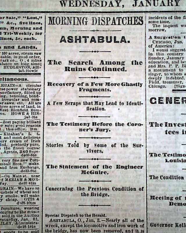 Ashtabula train disaster... - RareNewspapers.com