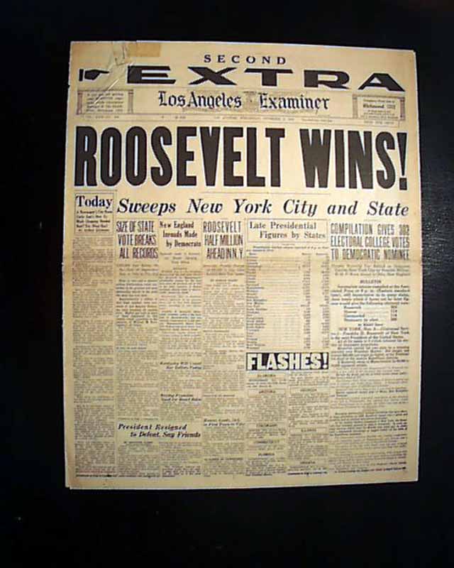 FDR wins the Presidential election... - RareNewspapers.com