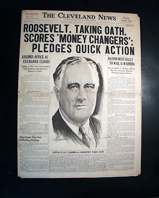 Great on Roosevelt's first inauguration, with his famous quote ...