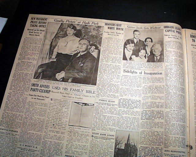 Great on Roosevelt's first inauguration, with his famous quote ...