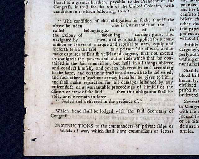 Creating a privateer navy to combat the British... A response to Common ...
