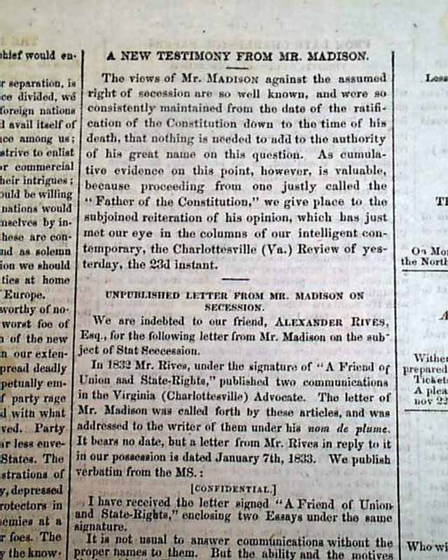 Mr. Madison on Secession... - RareNewspapers.com