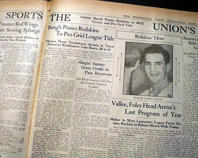 Washington Redskins win Title in 1937..... - RareNewspapers.com