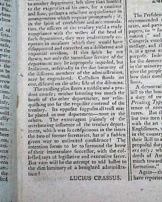 Alexander Hamilton examines Jefferson's address to Congress ...