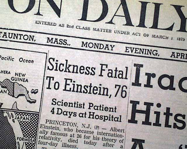 The death of Albert Einstein... - RareNewspapers.com