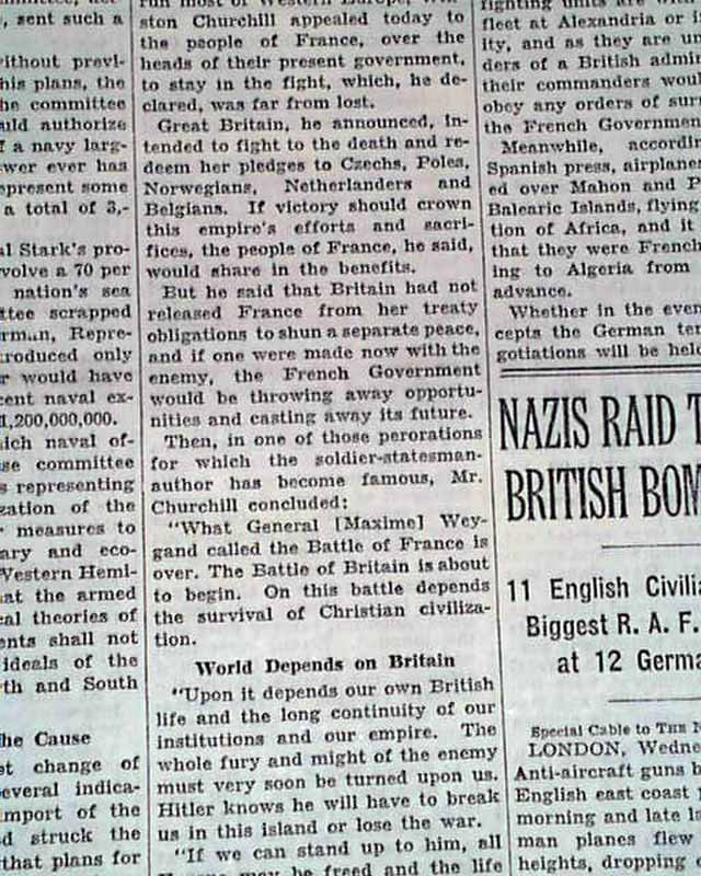 Churchill's very famous: "This was their finest hour..." speech ...