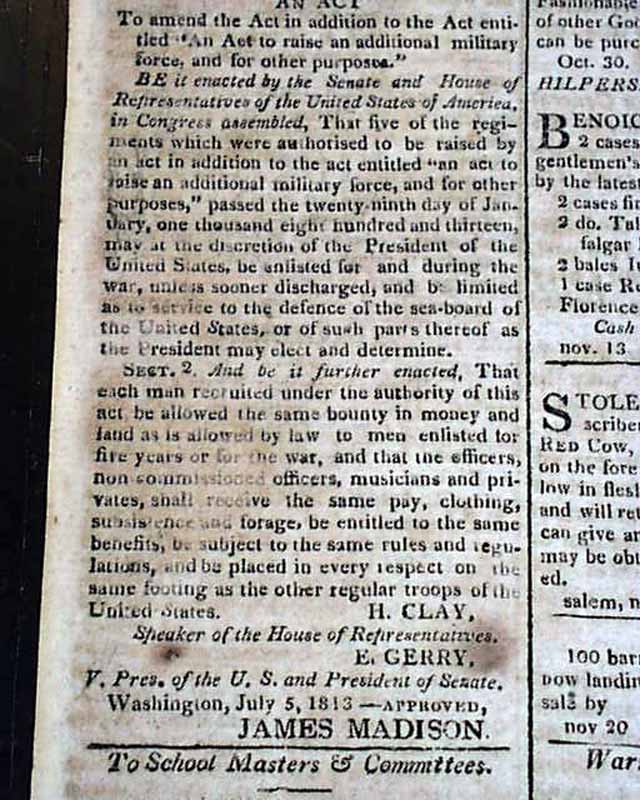 Great recruitment ad for the War of 1812... - RareNewspapers.com
