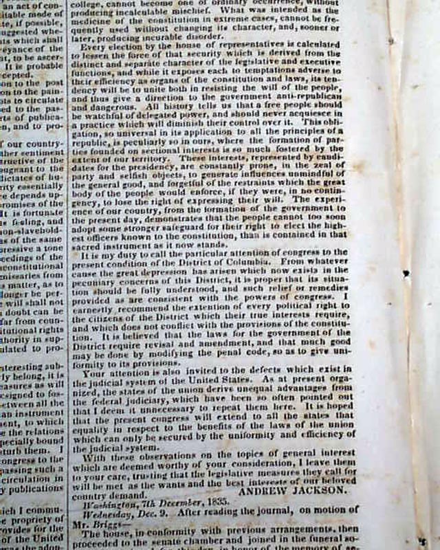 Andrew Jackson's annual message... - RareNewspapers.com