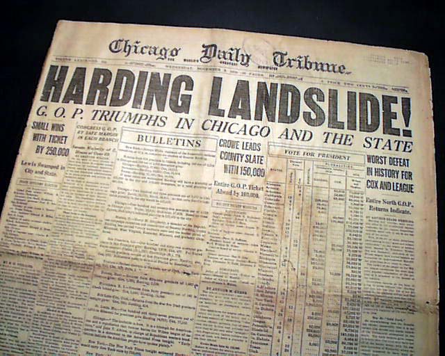 Harding wins the Presidency in a landslide... - RareNewspapers.com